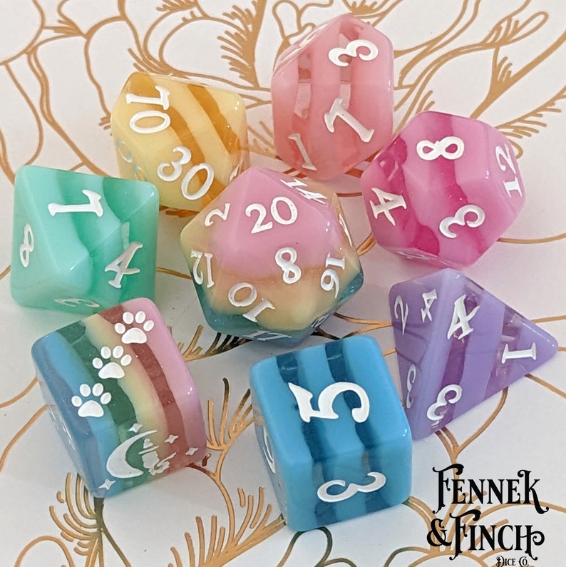 Pastel Rainbow TTRPG Dice Set Polyhedral Dice D&D Dice - Etsy
