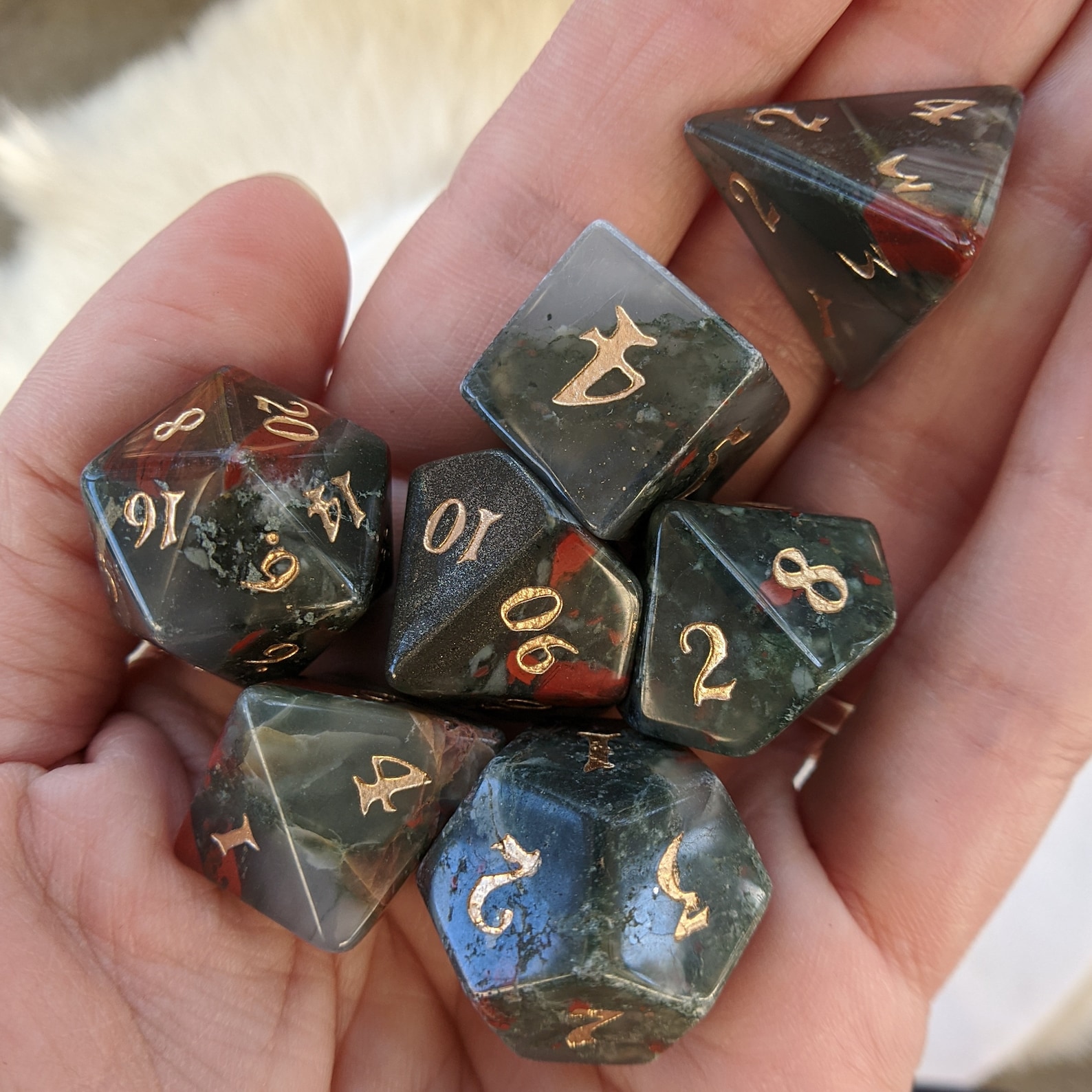Bloodstone Gemstone DnD Dice Set Polyhedral dice D&D dice | Etsy