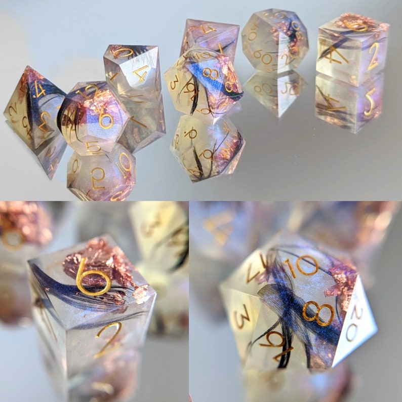 Feather Fall 7 Piece Sharp Edge Dnd Dice Set. Dungeons and - Etsy