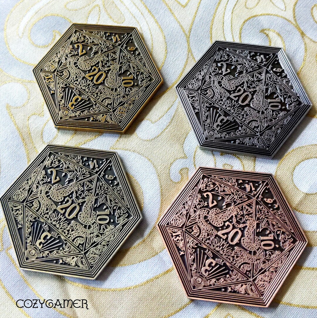 D20 Coin, Two Sided Die, DND Coin. Life and Death, Critical Success and ...