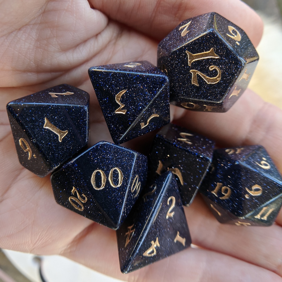 Blue Sandstone Gemstone Dnd Dice Set, Polyhedral Dice, D&D Dice, Dungeons and Dragons, Table Top ...