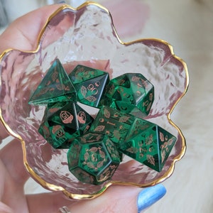 Acorn and Oak Green Glass Dnd Dice Set, Polyhedral Dice, D&D Dice ...