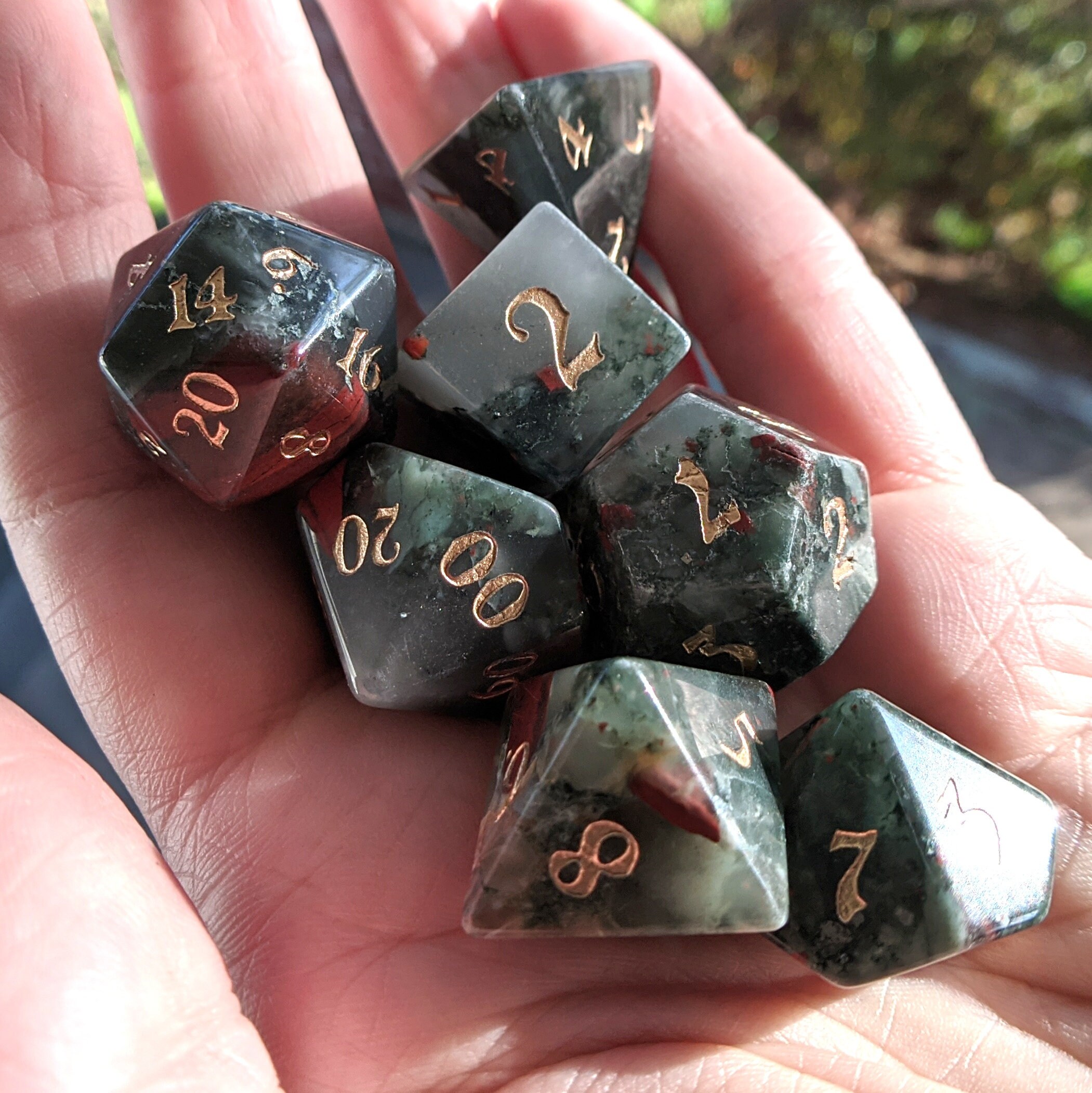 Bloodstone Gemstone DnD Dice Set Polyhedral dice D&D dice | Etsy