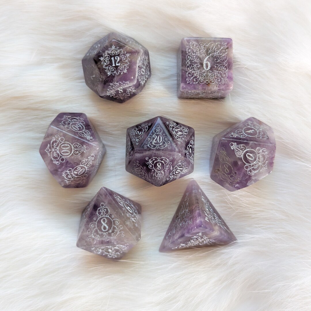 Amethyst Gemstone Dnd Dice Set: Garden Gate Polyhedral Dice - Etsy