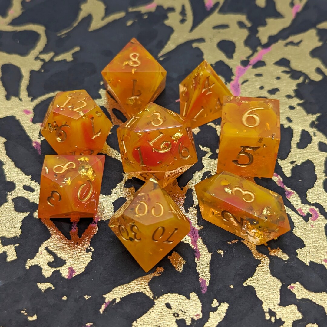 Flame Cast Sharp Edge Dice Set: Fire DND Dice - Etsy