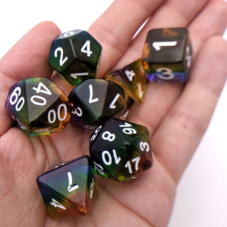 Rainbow Too Dnd Dice Set Transparent Rainbow Polyhedral - Etsy