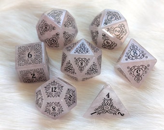 Acorn and Oak Jasper Gemstone Dnd Dice Set, Polyhedral Dice, D&D Dice ...