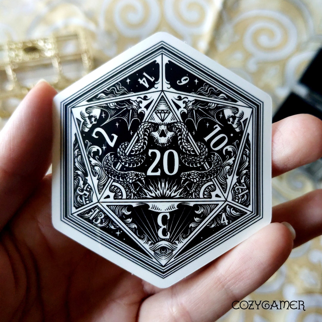 Critical Success D20 Sticker - Death Magic Themed Dice Vinyl. D20 Dice ...