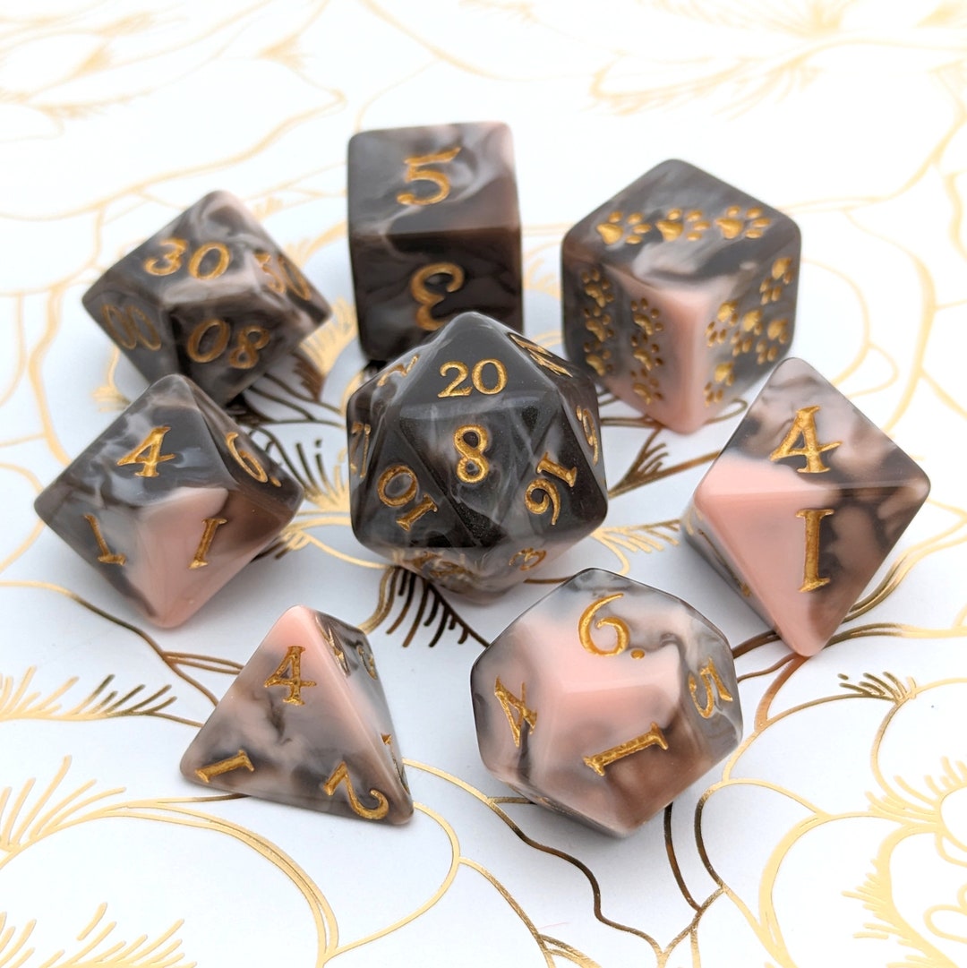 Caramel Macchiato Dice Set- Polyhedral D&D Dice Coffee Themed. 8 Piece ...