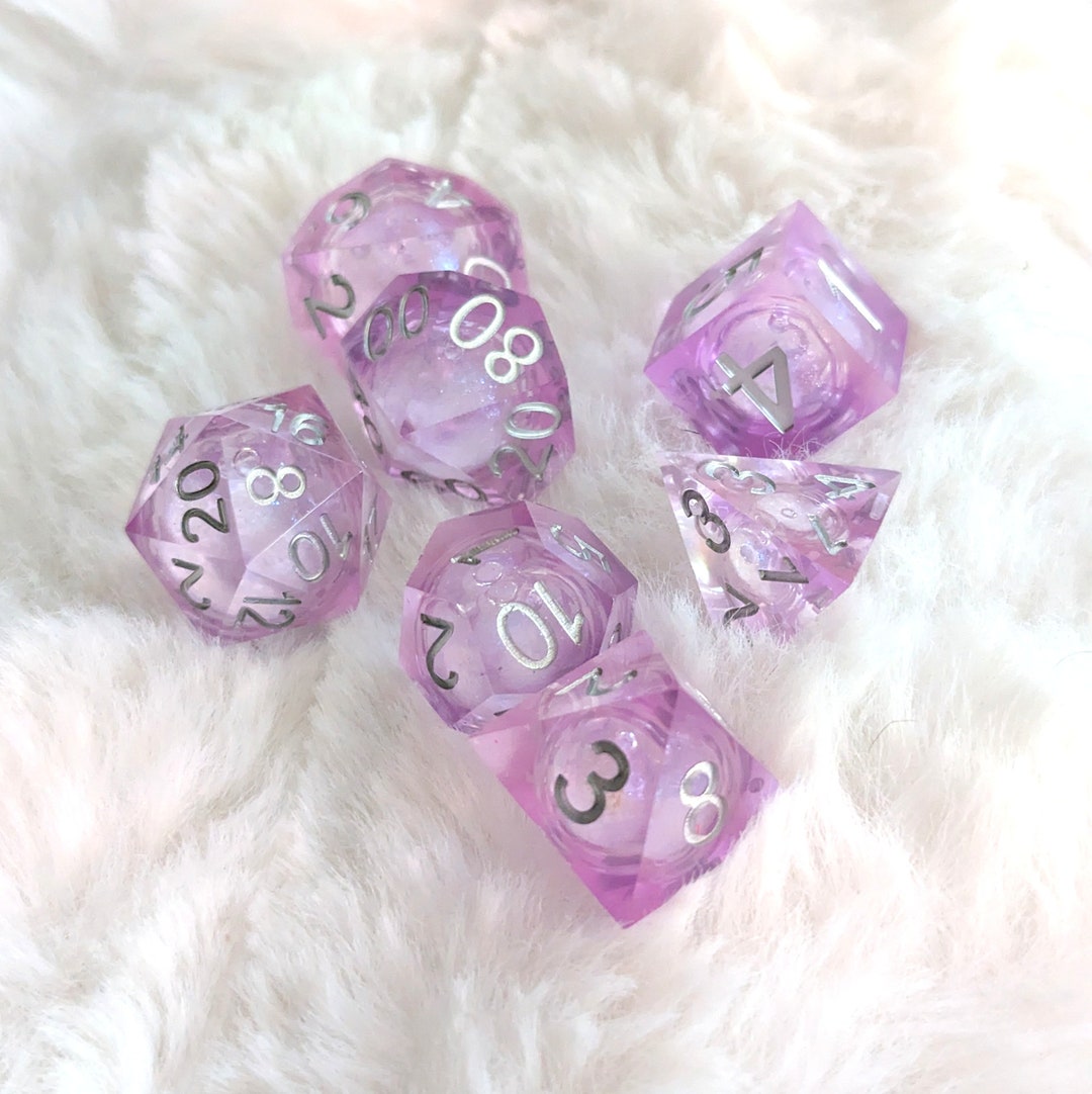 Lavender Liquid Core Dnd Dice Set, Polyhedral Dice, D&D Dice, Dungeons ...