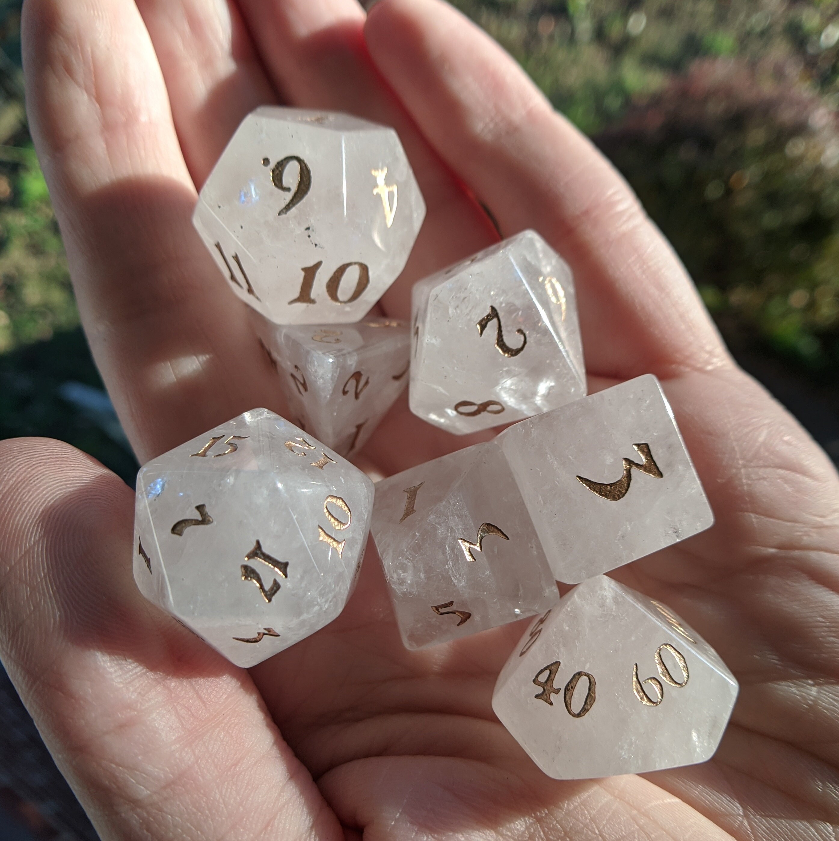 Clear Quartz Gemstone Dnd 7pc Dice Set Polyhedral Dice D&D - Etsy