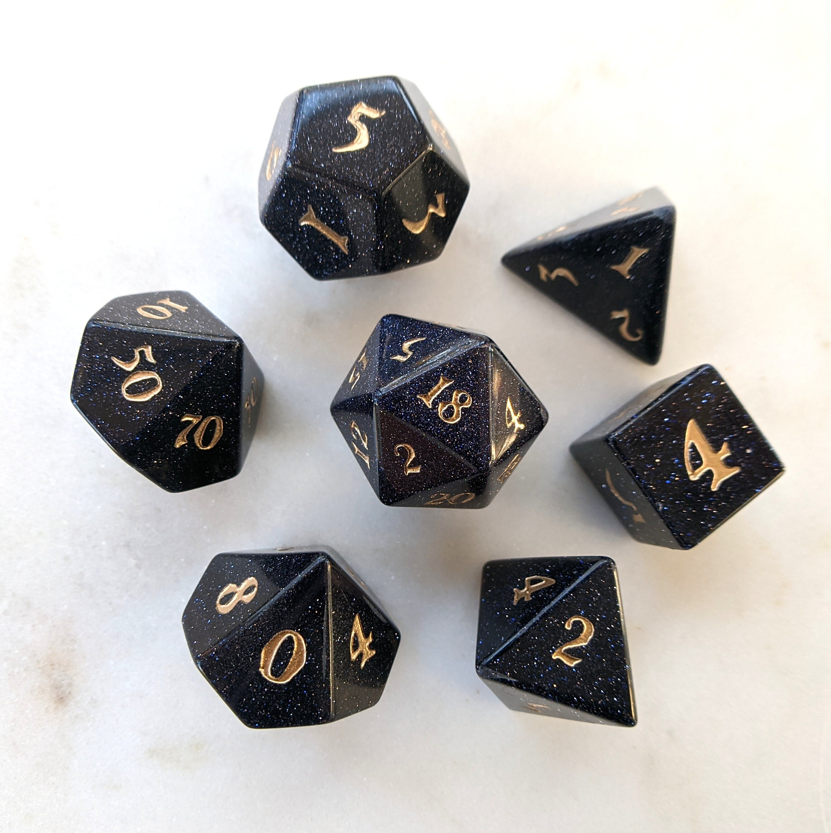 Blue Sandstone Gemstone Dnd Dice Set Polyhedral Dice D&D | Etsy