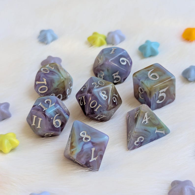 Mystic Riptide 7 Piece Dice Set: Teal Indigo Marbled Resin Dnd Dice - Etsy