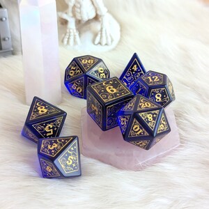 Dreamy Indigo Glass Dnd Dice Set, Polyhedral D&D Dice, Dungeons and ...