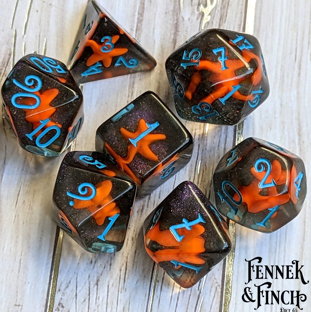 Dice. Starfish TTRPG Dice Set, Polyhedral Dice, D&D Dice, Dungeons and ...