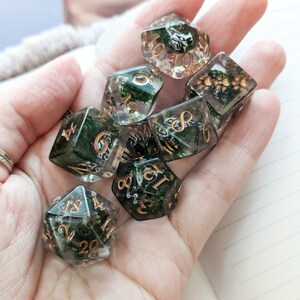 Runed Raven Skull and Moss Dnd Dice Set Polyhedral Dice for Tabletop ...