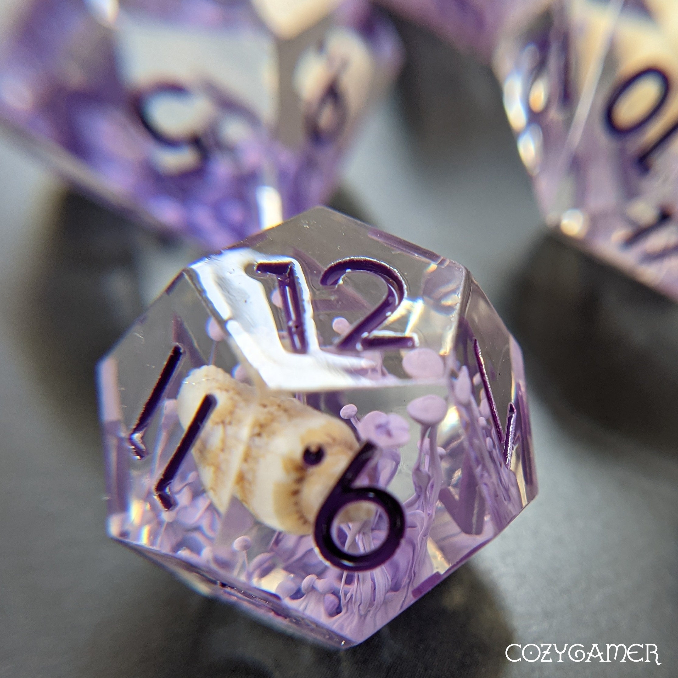 Sharp Edge Dnd Dice Set With Sea Shell Inclusions. Purple Conch Shell ...