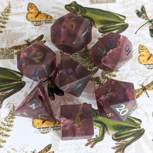 Burgundy Crackled Glass Dnd Dice Set, Polyhedral Dice, D&D Dice ...