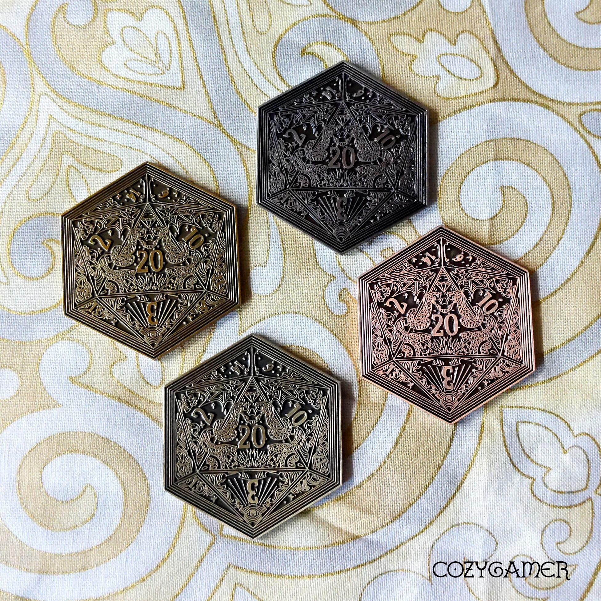 D20 Coin Two sided Die DND Coin. Life and Death Critical | Etsy