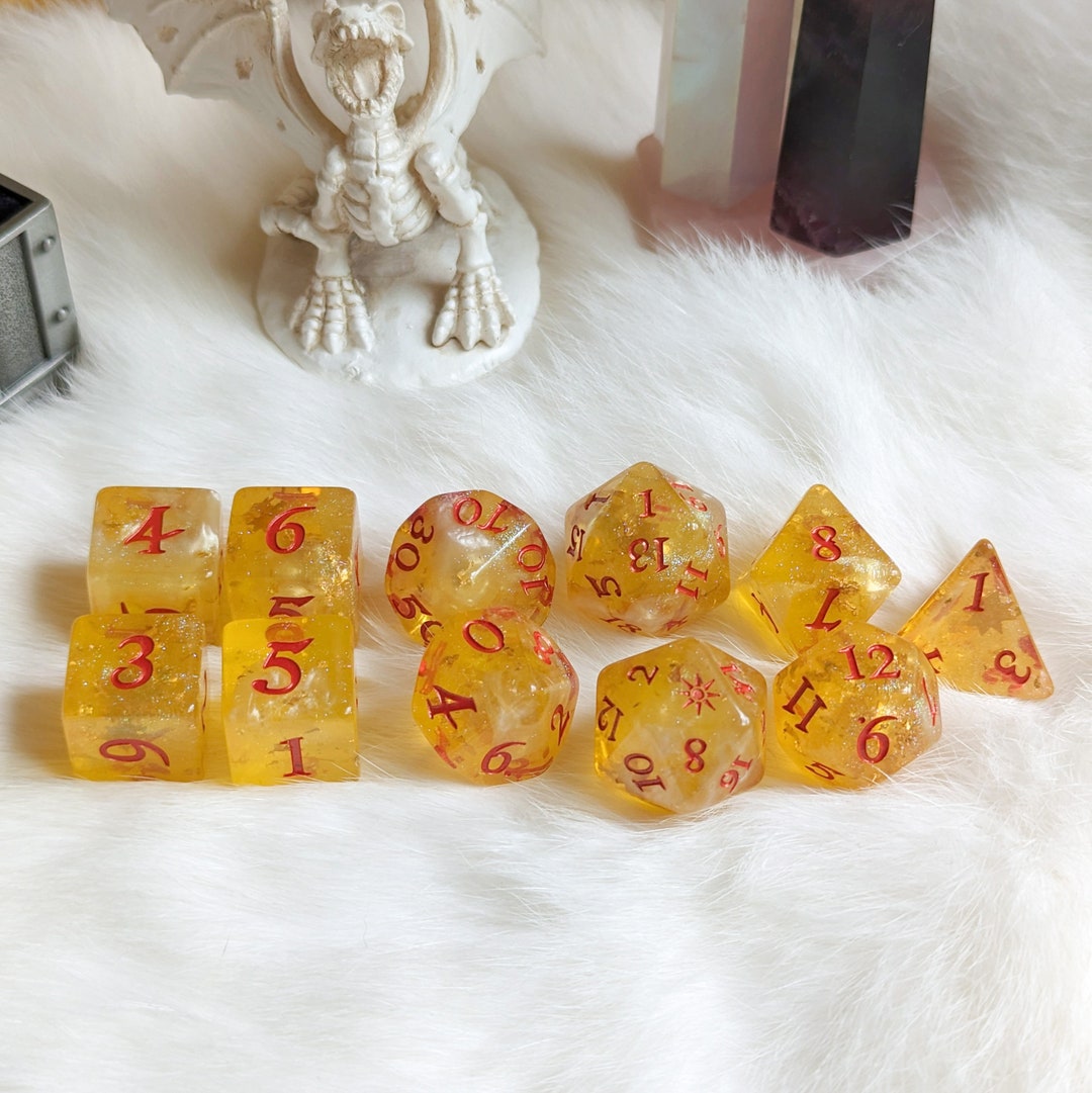 Sunbeam Dice Set – 11 Piece Gold Celestial TTRPG Dice Set for Dnd ...