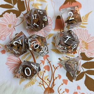 Pine Cone and Feather Wisps Dnd Dice Set, Polyhedral Dice, D&D Dice ...