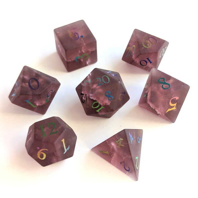 Burgundy Crackled Glass Dnd Dice Set Polyhedral Dice D&D - Etsy