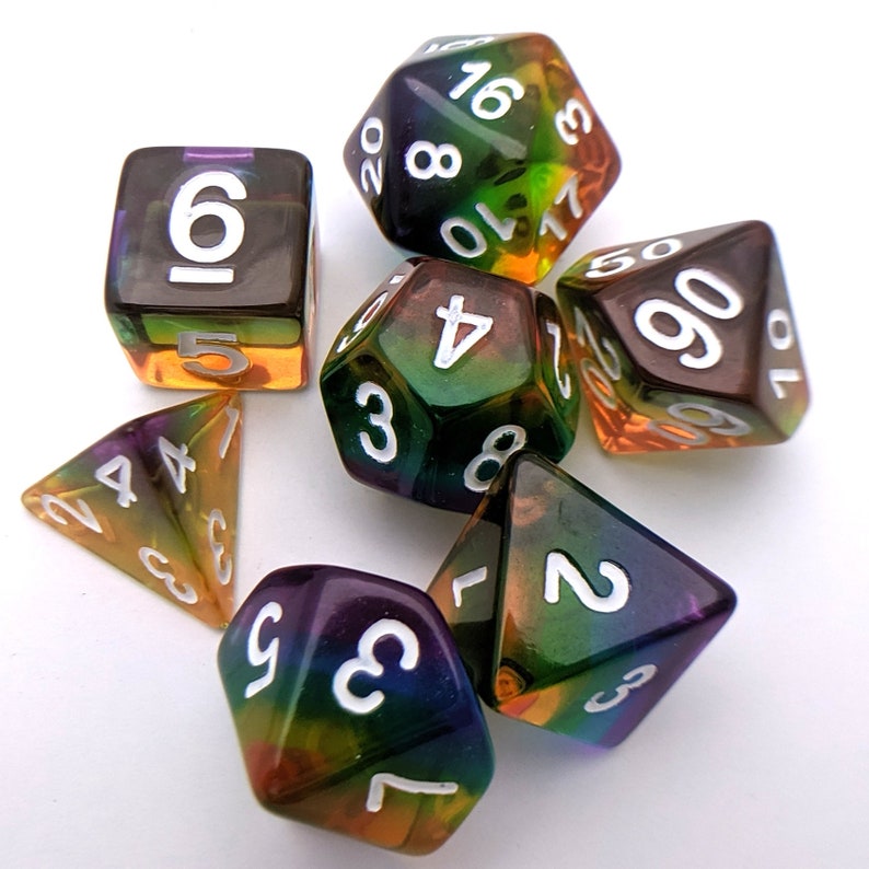 Rainbow Too Dnd Dice Set Transparent Rainbow Polyhedral - Etsy