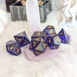 Dreamy Indigo Glass Dnd Dice Set, Polyhedral D&D Dice, Dungeons and ...