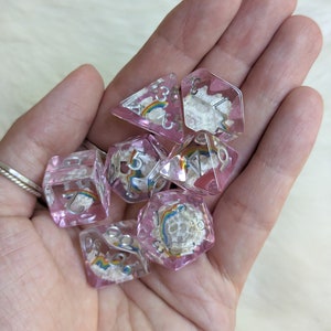 Rainbow Cloud Dice Set - 7pc Polyhedral Dnd Dice, Clear Resin ...
