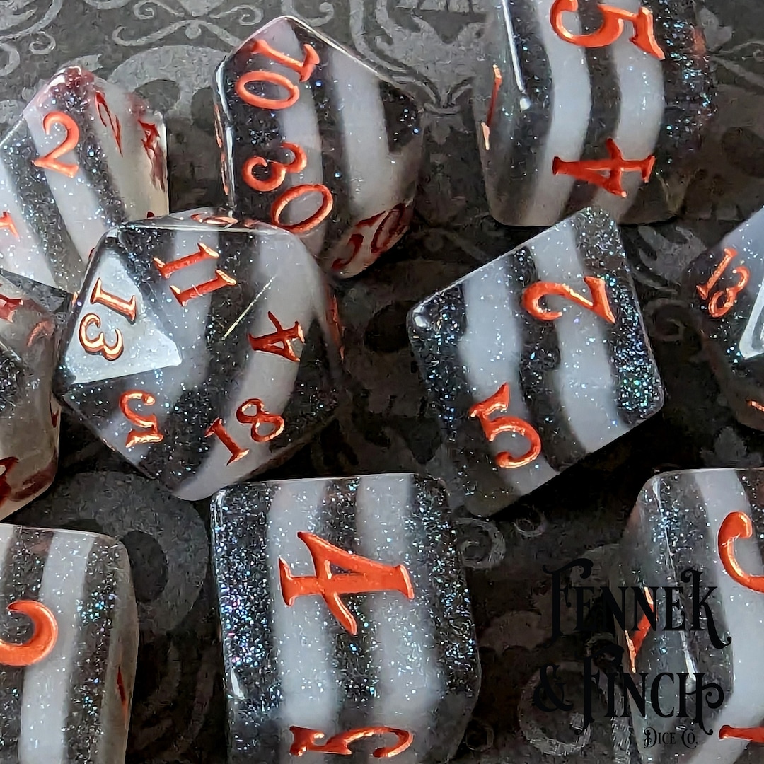 Black and White Stripe Dnd Dice Set, Polyhedral Dice, D&D Dice ...