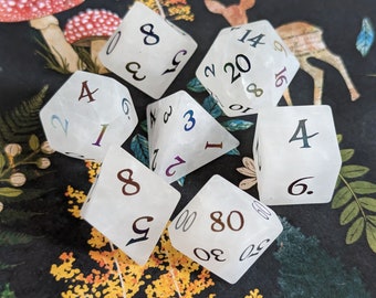 Clear Quartz Gemstone Dnd 7pc Dice Set, Polyhedral Dice, D&D Dice ...