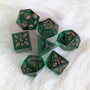 Acorn and Oak Green Glass Dnd Dice Set, Polyhedral Dice, D&D Dice ...