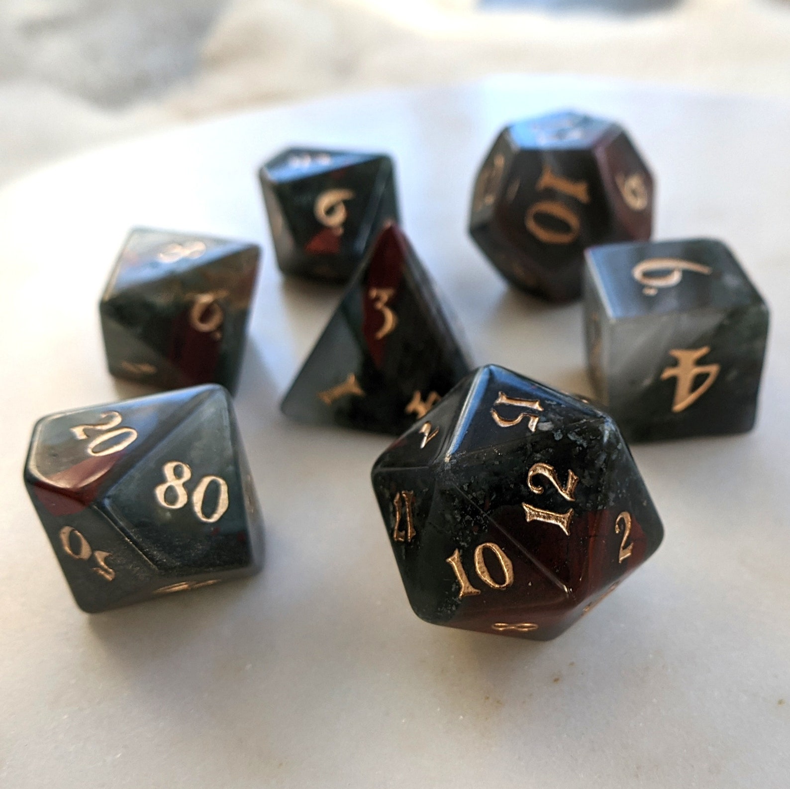 Bloodstone Gemstone DnD Dice Set Polyhedral dice D&D dice | Etsy