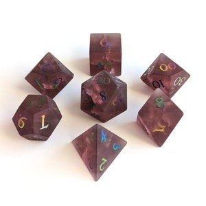 Burgundy Crackled Glass Dnd Dice Set, Polyhedral Dice, D&D Dice ...