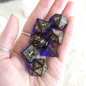 Dreamy Indigo Glass Dnd Dice Set, Polyhedral D&D Dice, Dungeons and ...