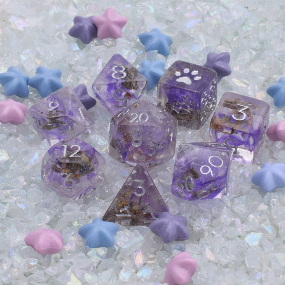 Dried Lavender Dnd 8pc Dice Set, Polyhedral Dice, D&D Dice, Dungeons ...