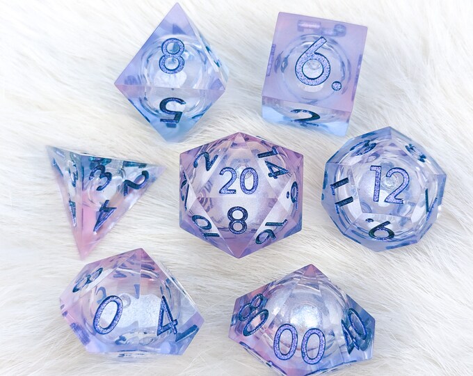 Dreamy Periwinkle Liquid Core Dnd Dice Set, Polyhedral Dice, D&D Dice ...