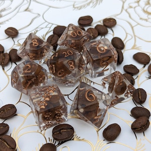 Coffee Bean Dnd Dice Set: Real Coffee, Copper Font - Etsy