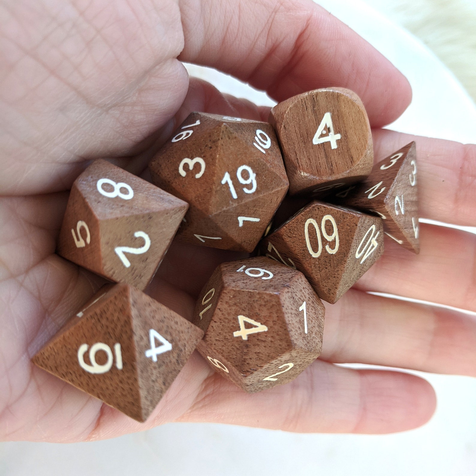 Black Walnut Wood Dnd Dice Set - 7 Piece Polyhedral - Original Design ...