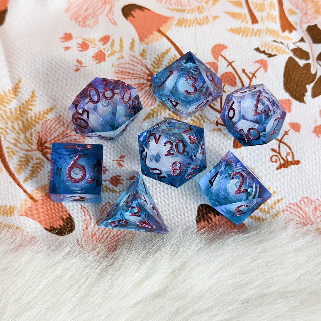 Purple and Blue Liquid Core Dnd Dice Set, Polyhedral Dice, D&D Dice ...