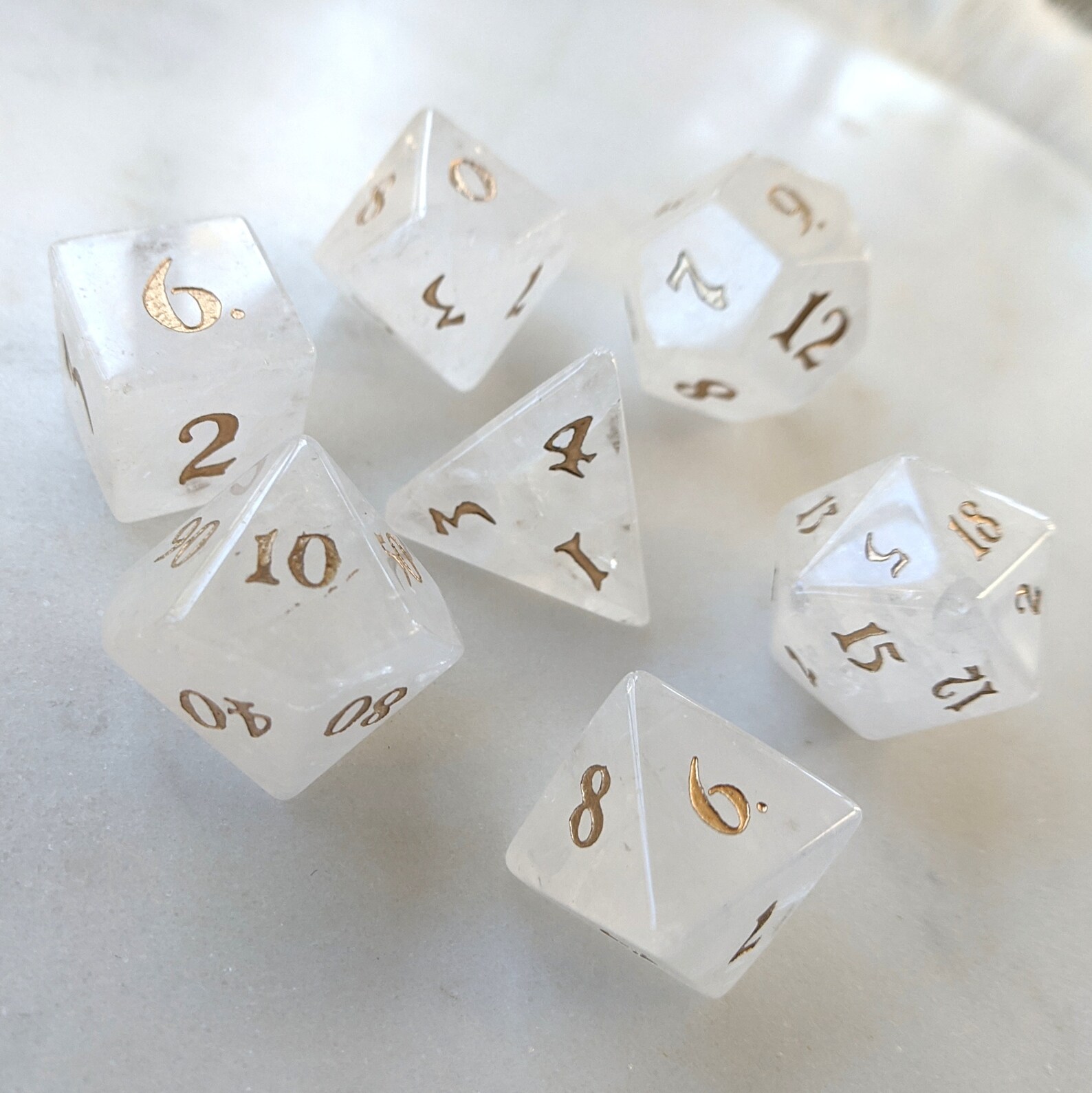 Clear Quartz Gemstone Dnd 7pc Dice Set Polyhedral Dice D&D - Etsy