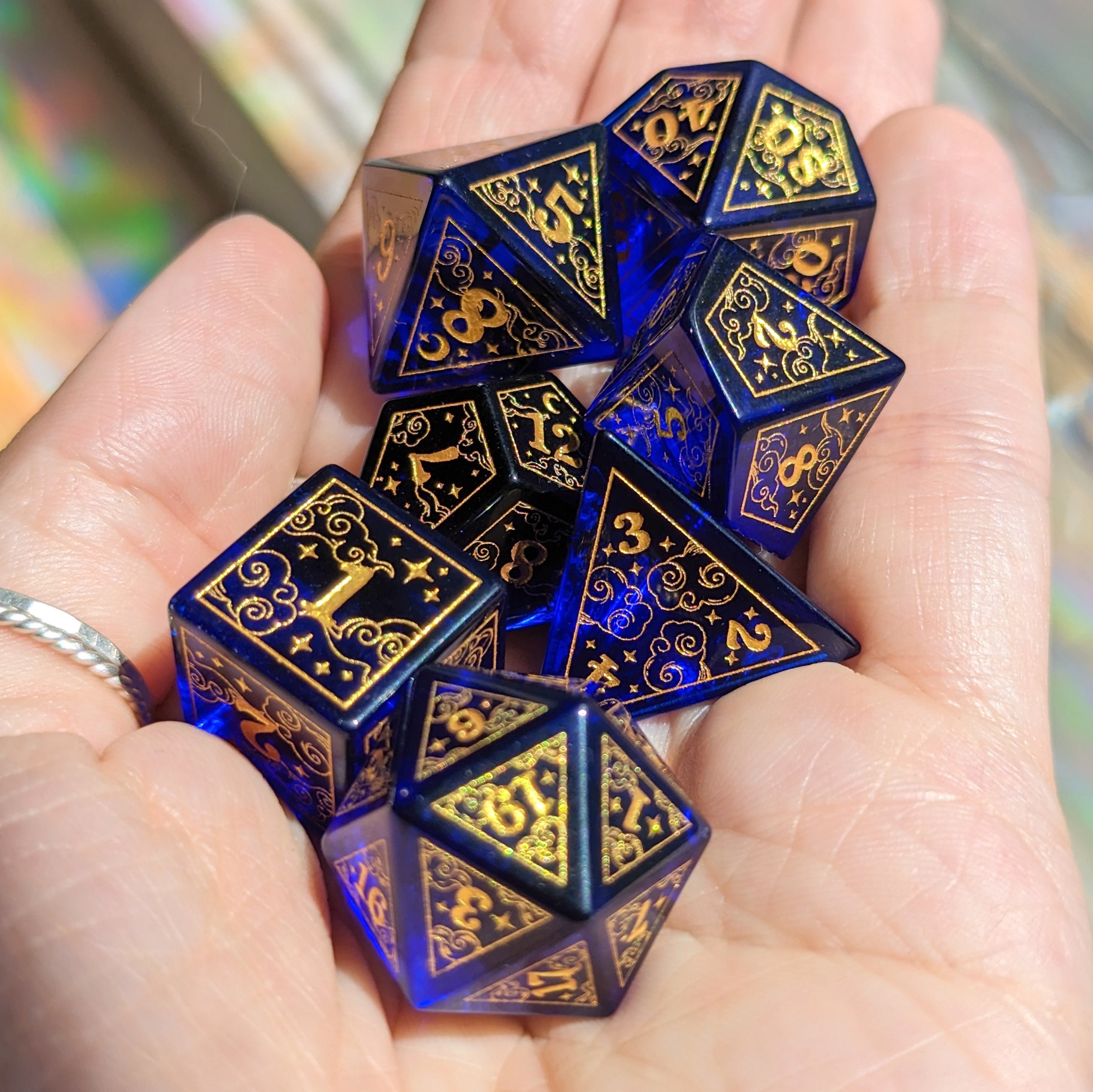 Dreamy Indigo Glass Dnd Dice Set, Polyhedral D&D Dice, Dungeons and ...