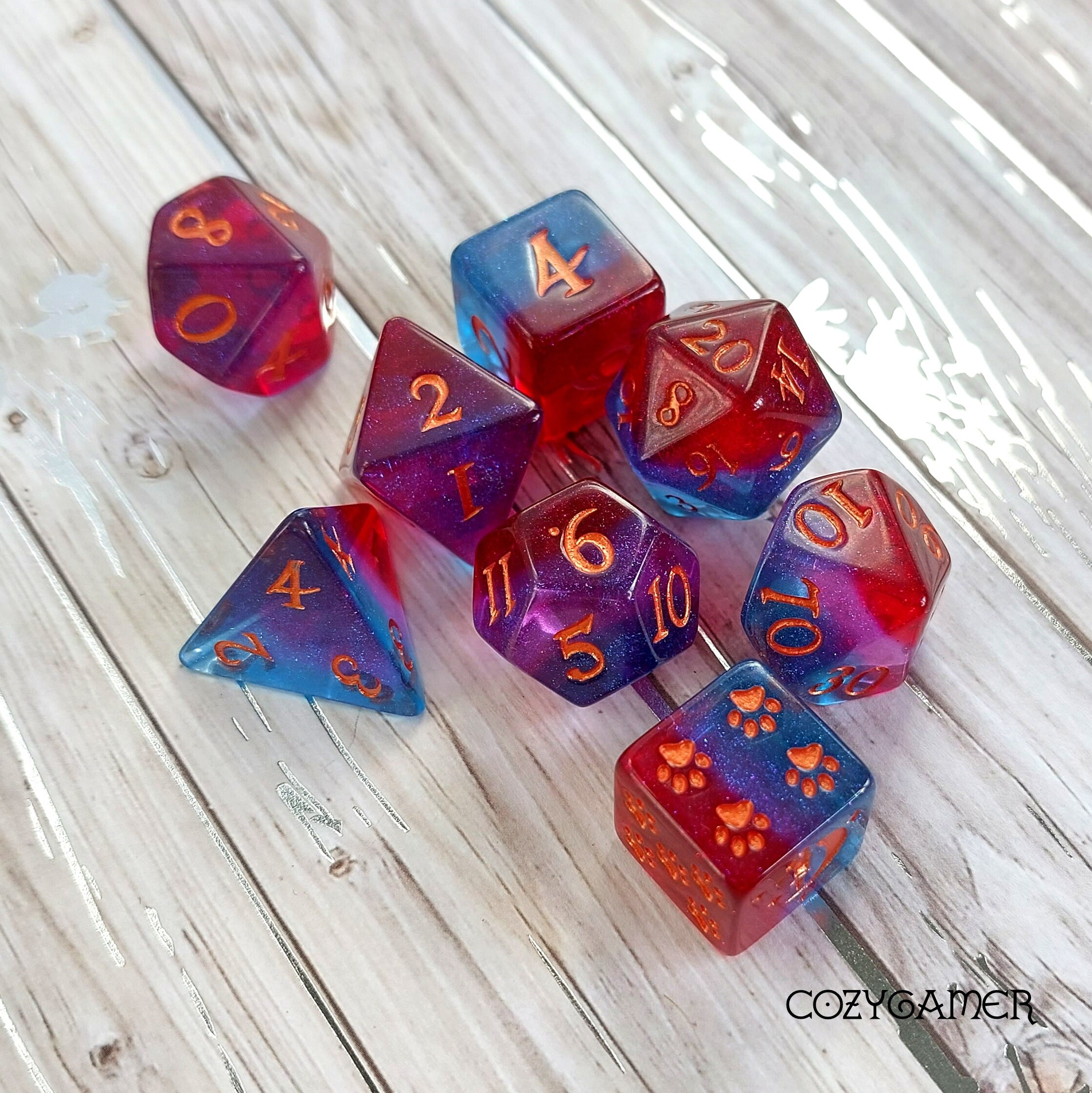 Tiefling Vampire D10 Dice Set: Red Purple Blue Resin D10 - 5 Piece - Etsy