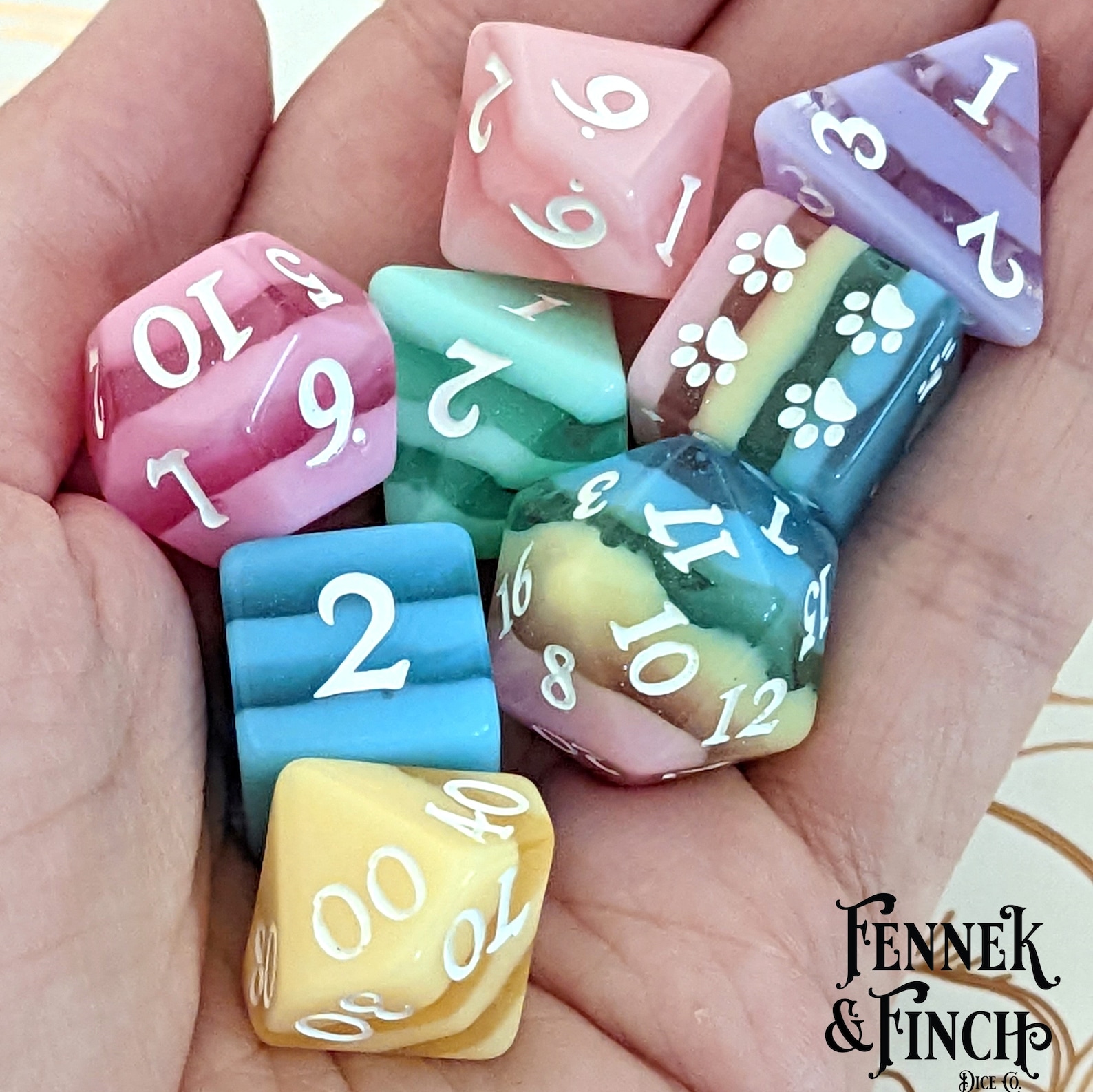 Pastel Rainbow TTRPG Dice Set Polyhedral Dice D&D Dice - Etsy