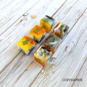 Calico Cat Dice Set - 8-piece Polyhedral Dnd Dice - Marbled Orange ...