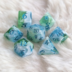 Tidecaller Dnd Dice Set | Ocean Water Themed Polyhedral Dice for ...