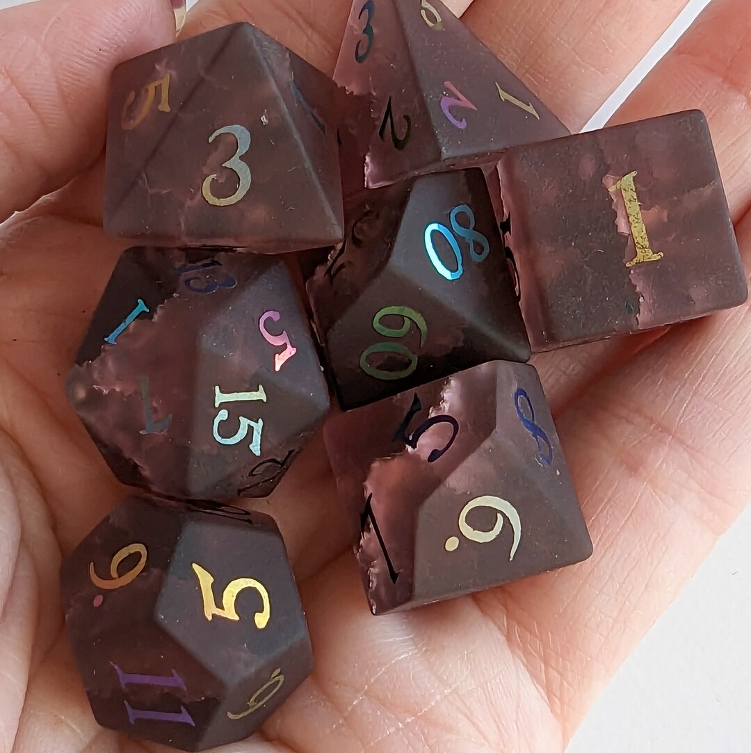 Burgundy Crackled Glass Dnd Dice Set Polyhedral Dice D&D - Etsy