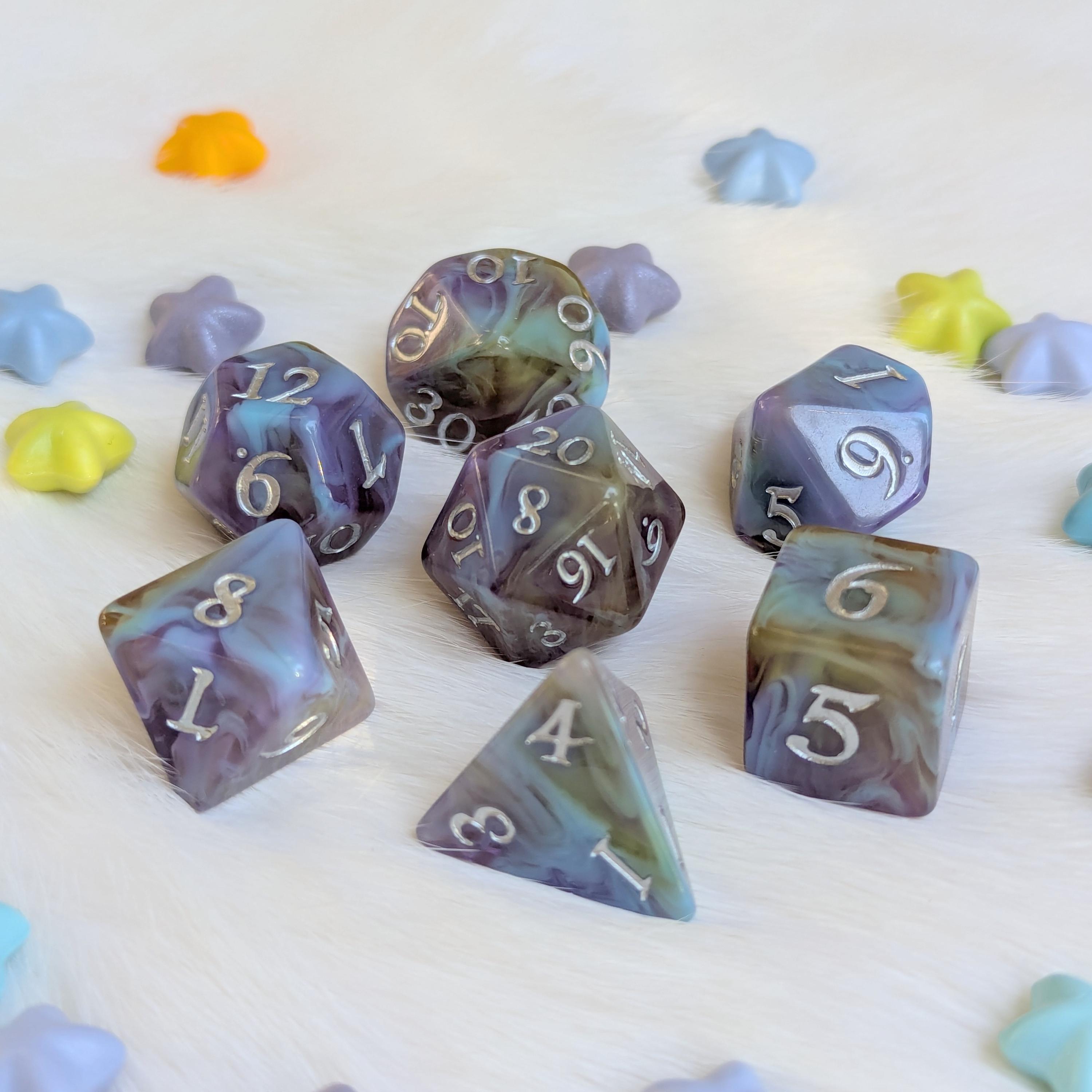 Mystic Riptide 7 Piece Dice Set: Teal Indigo Marbled Resin Dnd Dice - Etsy