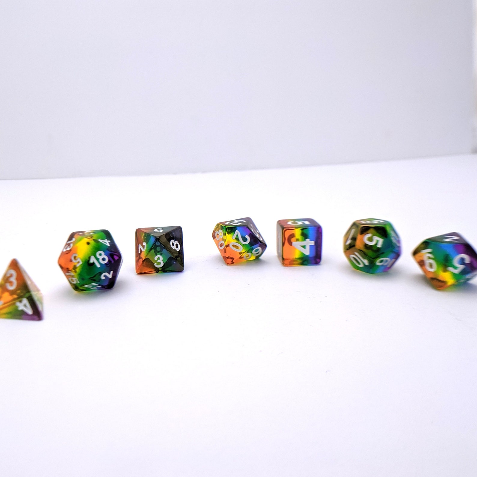 Rainbow Too Dnd Dice Set Transparent Rainbow Polyhedral - Etsy
