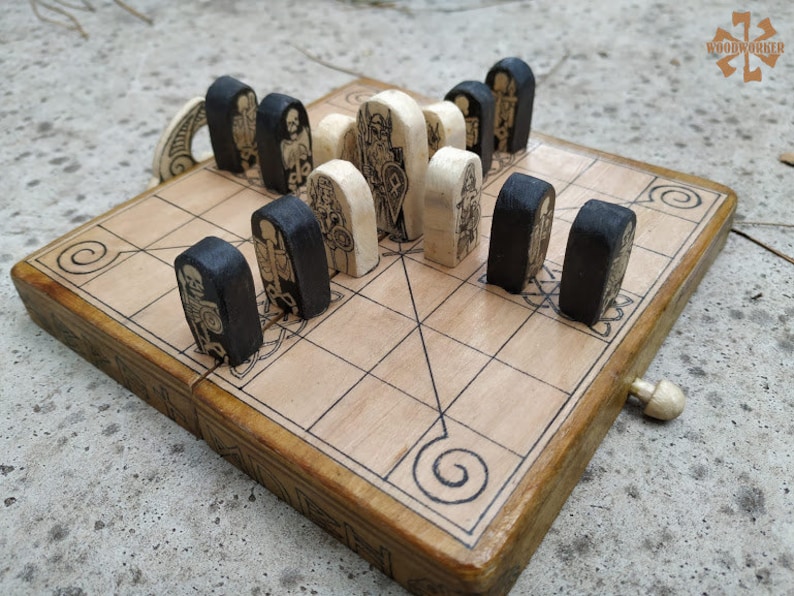 Irish Board Game Brandubh Old Ornaments Carving Wooden | Etsy